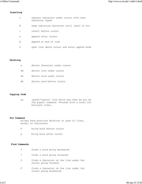 Vi Editor Commands Pdf