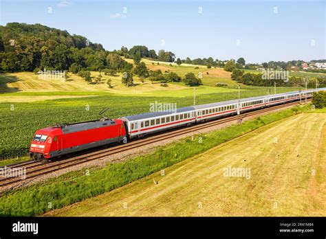 Intercity Ic Train Of Db Deutsche Bahn On The Filstalbahn In Uhingen