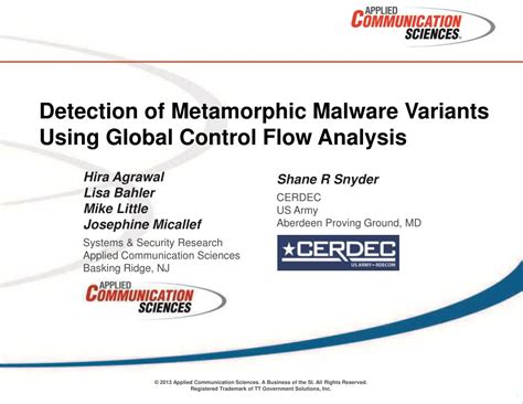Ppt Detection Of Metamorphic Malware Variants Using Global Control Flow Analysis Powerpoint