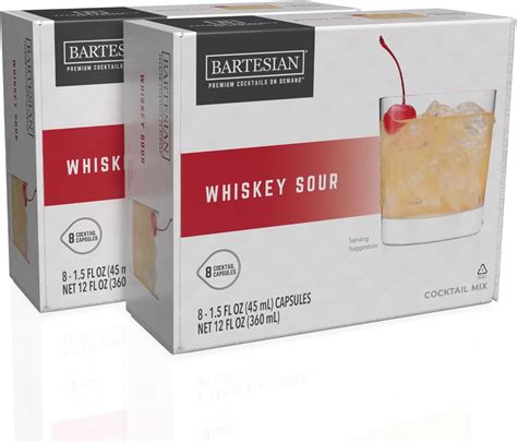 Bartesian 16 Pack Whiskey Sour Mixer Capsules For Cocktail Machine Home Bar
