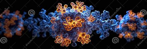 Detailed 3d Visualization Of Virus Structure Highlighting Capsid Spikes And Rna Strands With