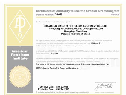 All Certificates About Various API Pipes