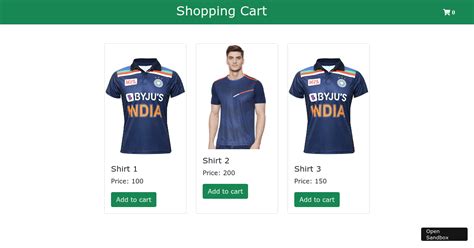 Shopping Cart Codesandbox