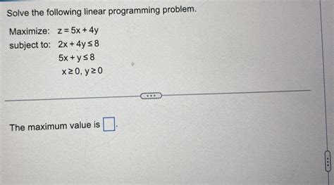 Solved Solve The Following Linear Programming Problem Chegg