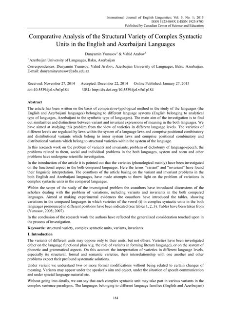 Pdf Comparative Analysis Of The Structural Variety Of Complex Syntactic Units In The English