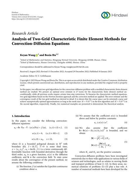 PDF Analysis Of Two Grid Characteristic Finite Element Methods For Convection Diffusion Equations