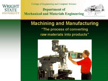 PPT Machining And Manufacturing PowerPoint Presentation Free To Download Id C NGU O