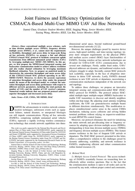 Pdf Joint Fairness And Efficiency Optimization For Csmaca Based Multi User Mimo Uav Ad Hoc