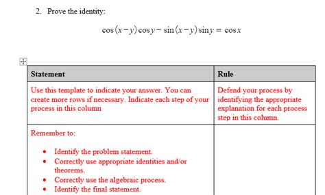 Solved 2 Prove The Identity Cos X Y Cosy Sin X Y Siny