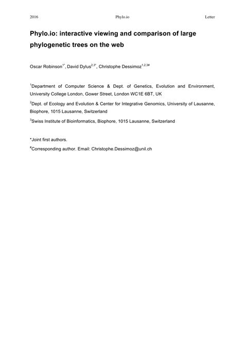 Pdf Interactive Viewing And Comparison Of Large Phylogenetic Trees On The Web