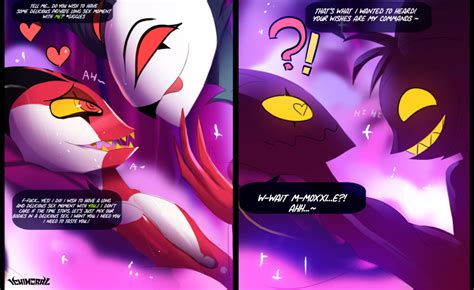 Rule 34 Blitzo Helluva Boss Bloxxie Bodily Fluids Duo Eye Contact Genie Heart Shaped Pupils