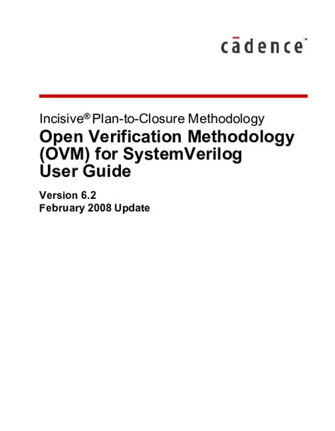 Pdf Incisive ® Plan To Closure Methodology Open Verification Methodology Ovm For