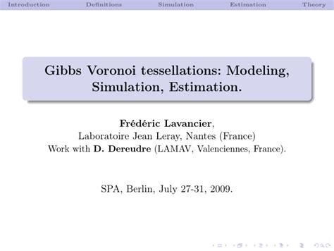 Ppt Gibbs Voronoi Tessellations Modeling Simulation Estimation Powerpoint Presentation