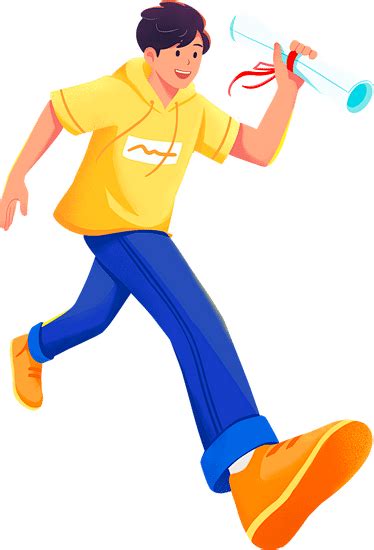 人物校招奔跑大透视渐变插画 奔跑的男生