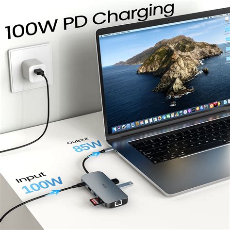 Hub Jeswo Usb C 10 Porturi 3x Usb 3 0 2x Usb 2 0 1x 4k Hdmi 100w