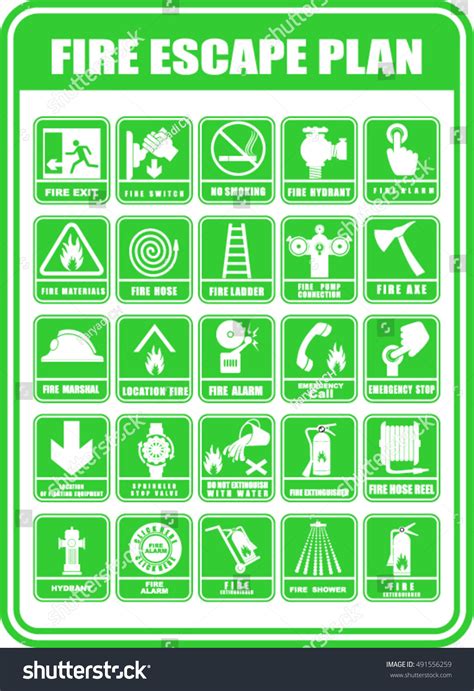 Set Symbols Fire Escape Evacuation Plans 스톡 벡터 로열티 프리 Shutterstock