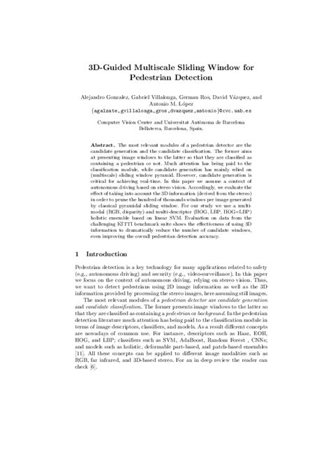 3d Guided Multiscale Sliding Window For Pedestrian Detection