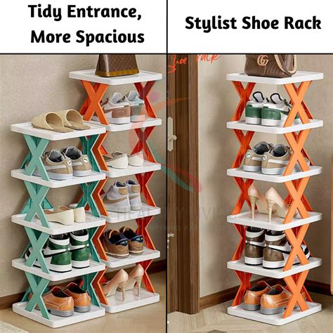 Rak Kasut Plastic Shoes Rack Multi Layer Narrow Shoe Rack Storage Cabinet Space Saving Diy Multi