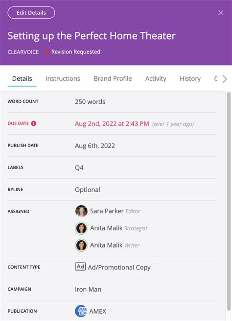 Assignment Details Side Modal