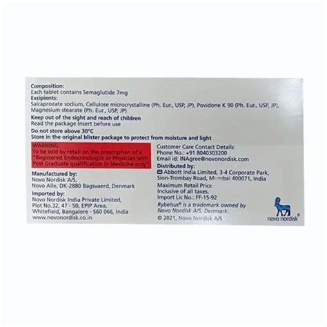 Rybelsus Semaglutide 7mg Tablets At ₹ 3520 Stripe Rybelsus 3mg