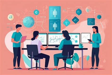 Premium Photo A Flatstyle Illustration Of Students Using Ai