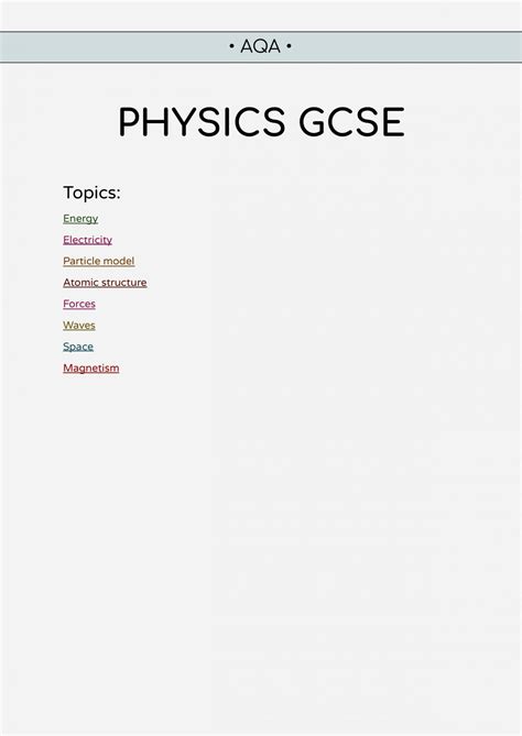 Physics Gcse Aqa Notes Physics Higher Gcse Aqa Thinkswap