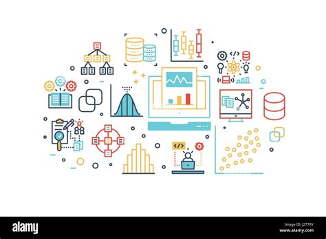 Data Analysis Line Icons Illustration Design In Modern Style With Related Icons Ornament