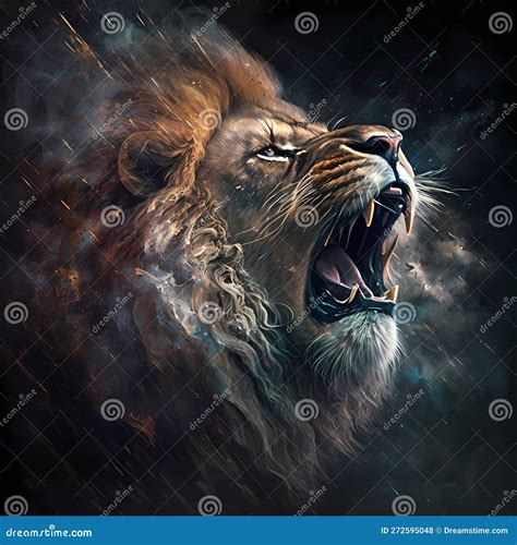 Wild Lion Roaring Generative Ai Stock Illustration Illustration Of