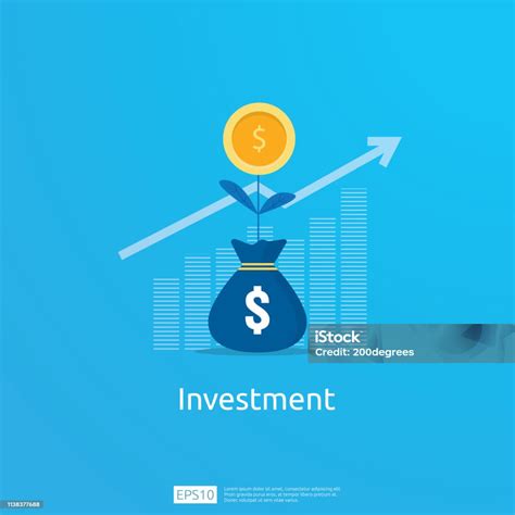 성취 목표의 비즈니스 개념입니다 투자 Roi 비전에 대 한 수익 성공에 성장 화살표 그래프 차트 돈 가방 이익 증가 증가 하는 금융 스트레칭 배너 플랫 스타일입니다 개념에