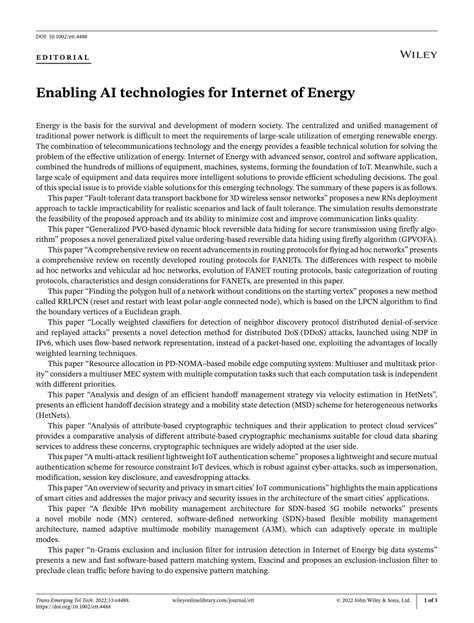 Enabling Ai Technologies For Internet Of Energy