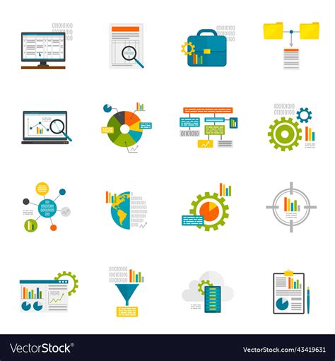 Data Analytics Flat Icons Royalty Free Vector Image