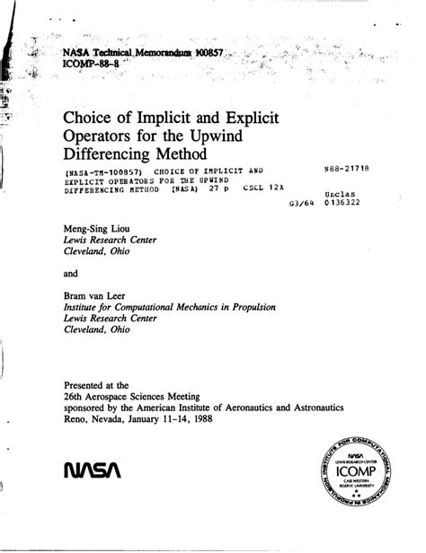 Pdf Choice Of Implicit And Explicit Operators For The Upwind Differencing Method