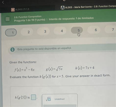solved f x x3 8x g x 5x2 h x 7x 4evaluate the function