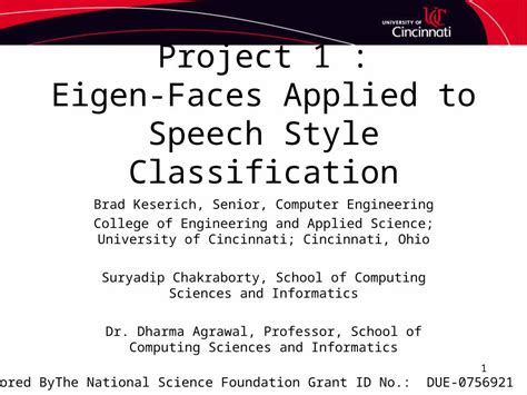 Ppt Project 1 Eigen Faces Applied To Speech Style Classification Brad Keserich Senior