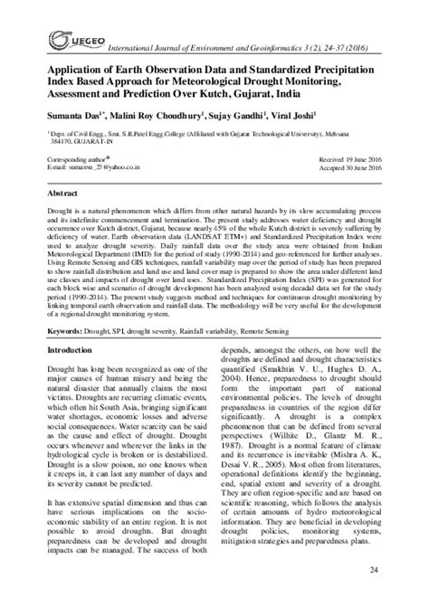 Pdf Application Of Earth Observation Data And Standardized Precipitation Index Based Approach