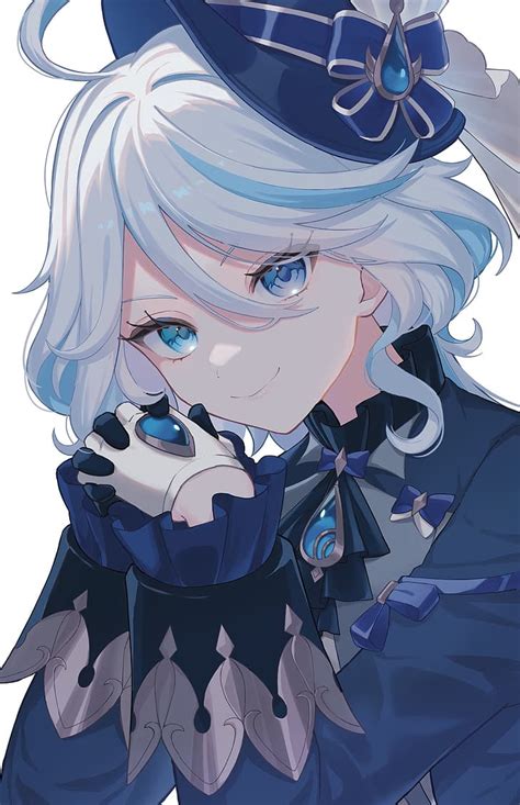 Anime Anime Girls Ahoge Blue Eyes Blue Hair Long Hair Genshin