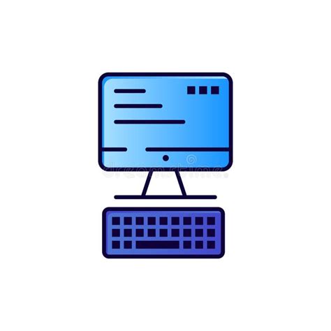 Computer Keyboard Monitor Computing Flat Color Icon Vector Icon Banner Template Stock Vector