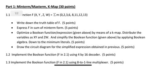 solved part 1 minterm maxterm k map 30 points 1 1 1 2