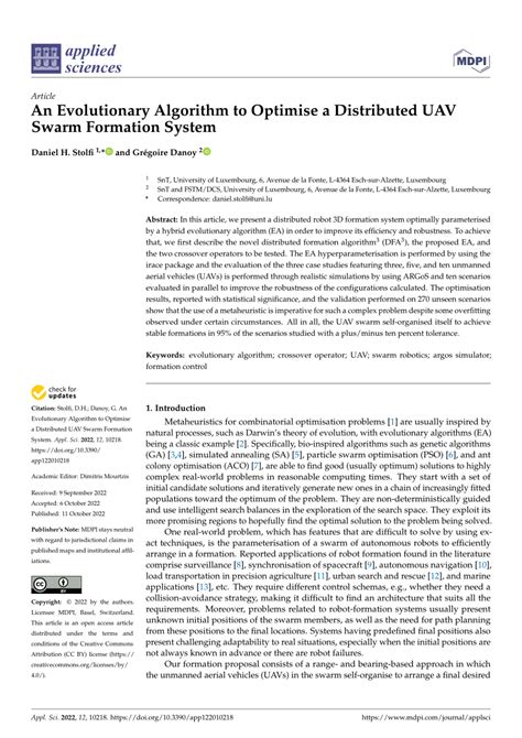 pdf an evolutionary algorithm to optimise a distributed uav swarm