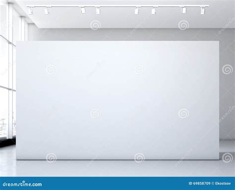 Modern Gallery With White Wall 3d Rendering Stock Illustration