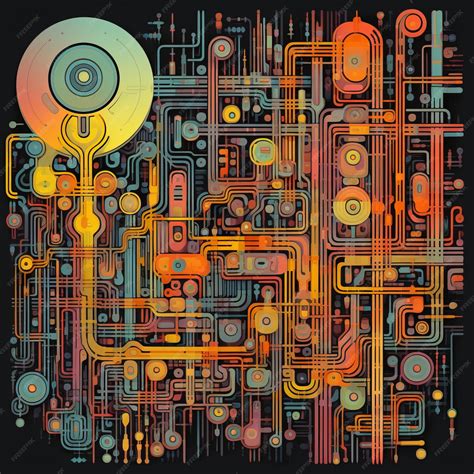 Premium Photo Colorful Abstract Computer Circuit Illustration Algorithmic Art