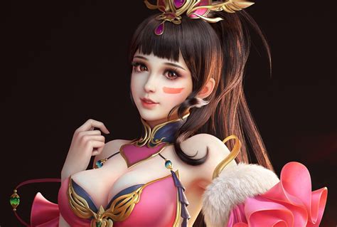 배경 화면 피부 헤어 스타일 인간의 몸 속눈썹 담홍색 흑발 Cg Artwork 가슴 미술 보석류 긴 머리