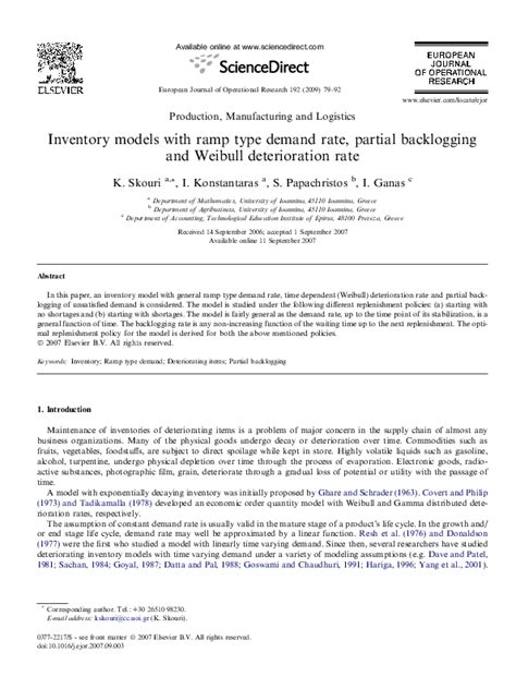 Pdf Inventory Models With Ramp Type Demand Rate Partial Backlogging And General Deterioration