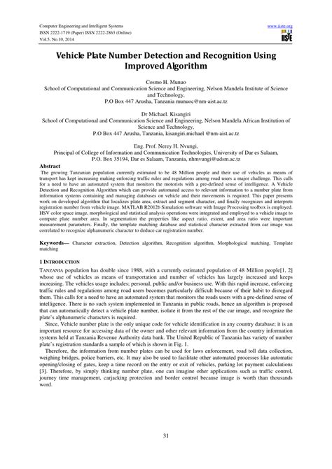Pdf Vehicle Plate Number Detection And Recognition Using Improved