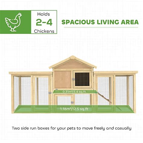 Pawhut Wooden Chicken Coop Hen House With Nesting Box Run
