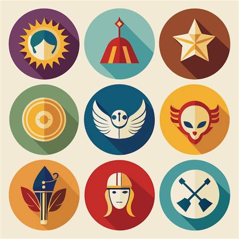 Flat Design Icons With Long Shadows Premium Ai Generated Vector