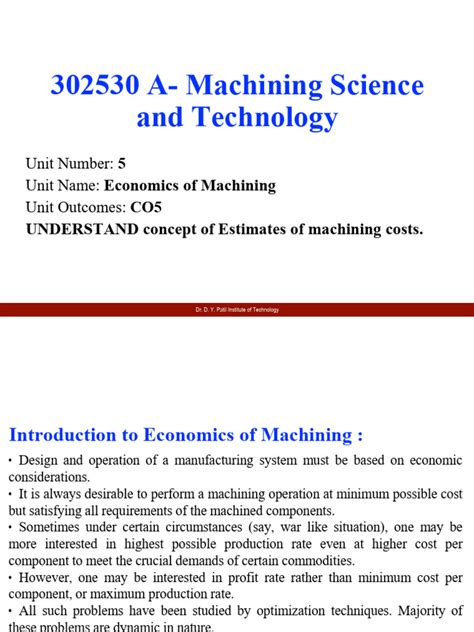 Unit V Economics Of Machining Pdf Machining Mathematical Optimization