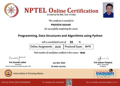 Praveen Nahar On Linkedin Iitmadras Nptel Python
