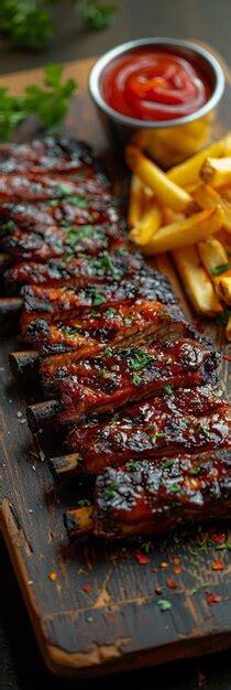 Cinematic Food Influencer Photo Of Grilled Spare Ribs Premium Ai