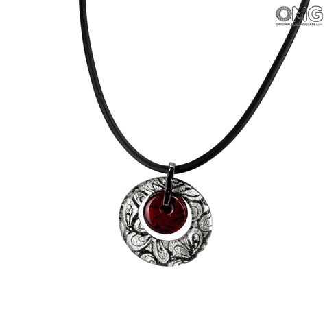Double Pendant Red Orignal Murano Glass Omg